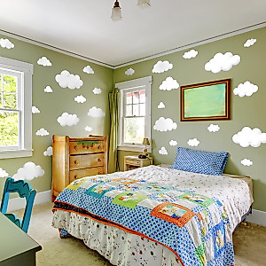 Watercolor Clouds Wall Decals - Boho Cloud Wall Stickers for Baby Boys or Girls Room Decor, Cloud Wall Stickers Removable，Cloud Wall Nursery Playroom Decor.