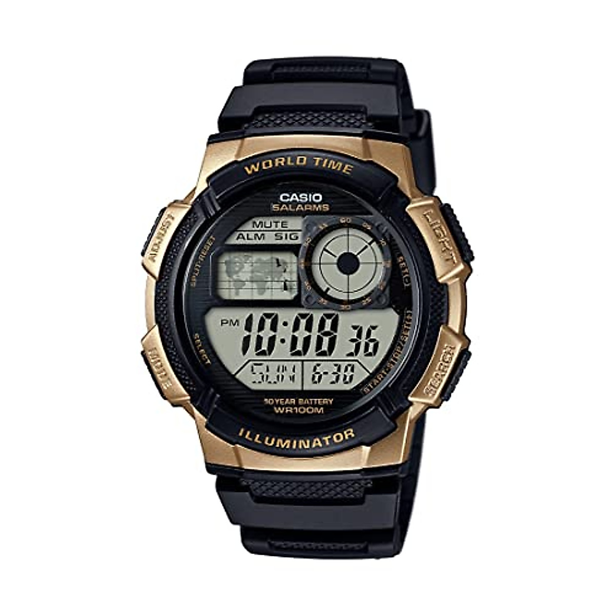 Casio Men's '10 Year Battery' Quartz Stainless Steel and Resin Watch, Color:Black (Model: AE-1000W-1A3VCF)