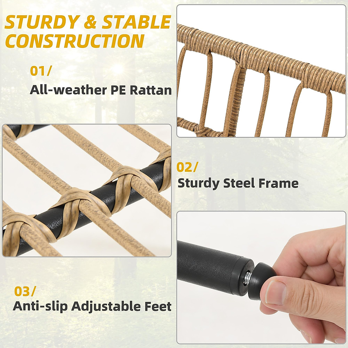 DWVO Patio Furniture Set, 4 Pieces Outdoor Patio Conversation Set, All-Weather PE Rattan Sectional L-Shaped Sofa with Soft Cushion and Side Table for Backyard, Porch, Boho Detachable Lounger (Beige)