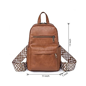 ALUSBELL Vintage Sling Bag Sling Backpack for Men Women, Vegan Leather Crossbody Bag Fanny Packs, Fashion Chest Bag Daypack with 2 Adjustable Straps,Brown