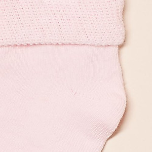 Amazon Essentials Unisex Babies' Cotton Turn Cuff Socks, 6 Pairs, Pink/White, 0-6 Months