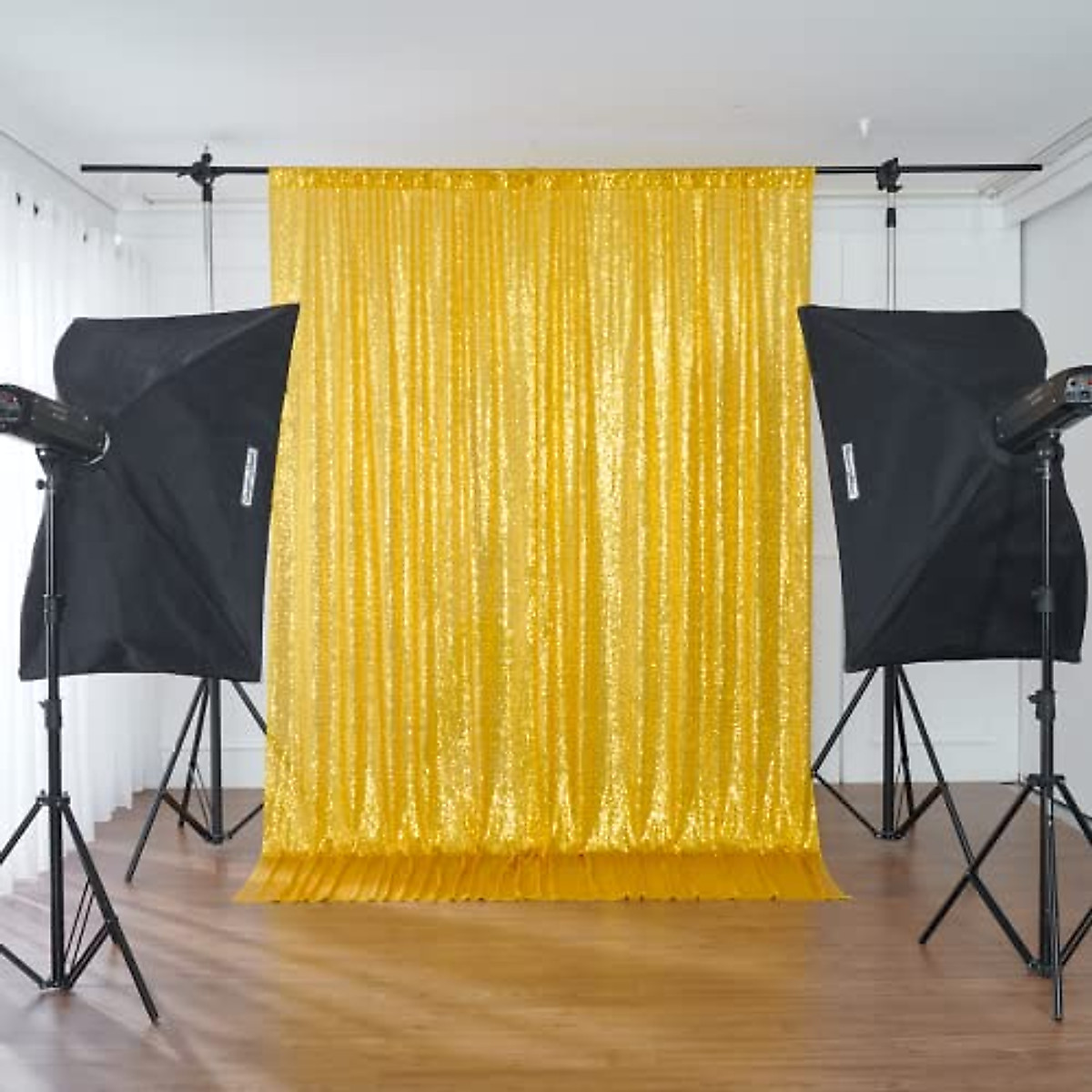 10x10ft Black Backdrop Curtain Panels, 10x10ft White Backdrop Curtains and 10x8ft Gold Sequin Backdrop Curtain Drapes for Party Home Decoration, 6 Panels