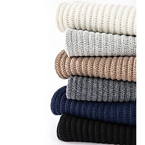 Winter Merino Wool Hat and Scarf Set for Men, Warm Knit Beanie Hats Long Scarves Set for Women Men (Gray)