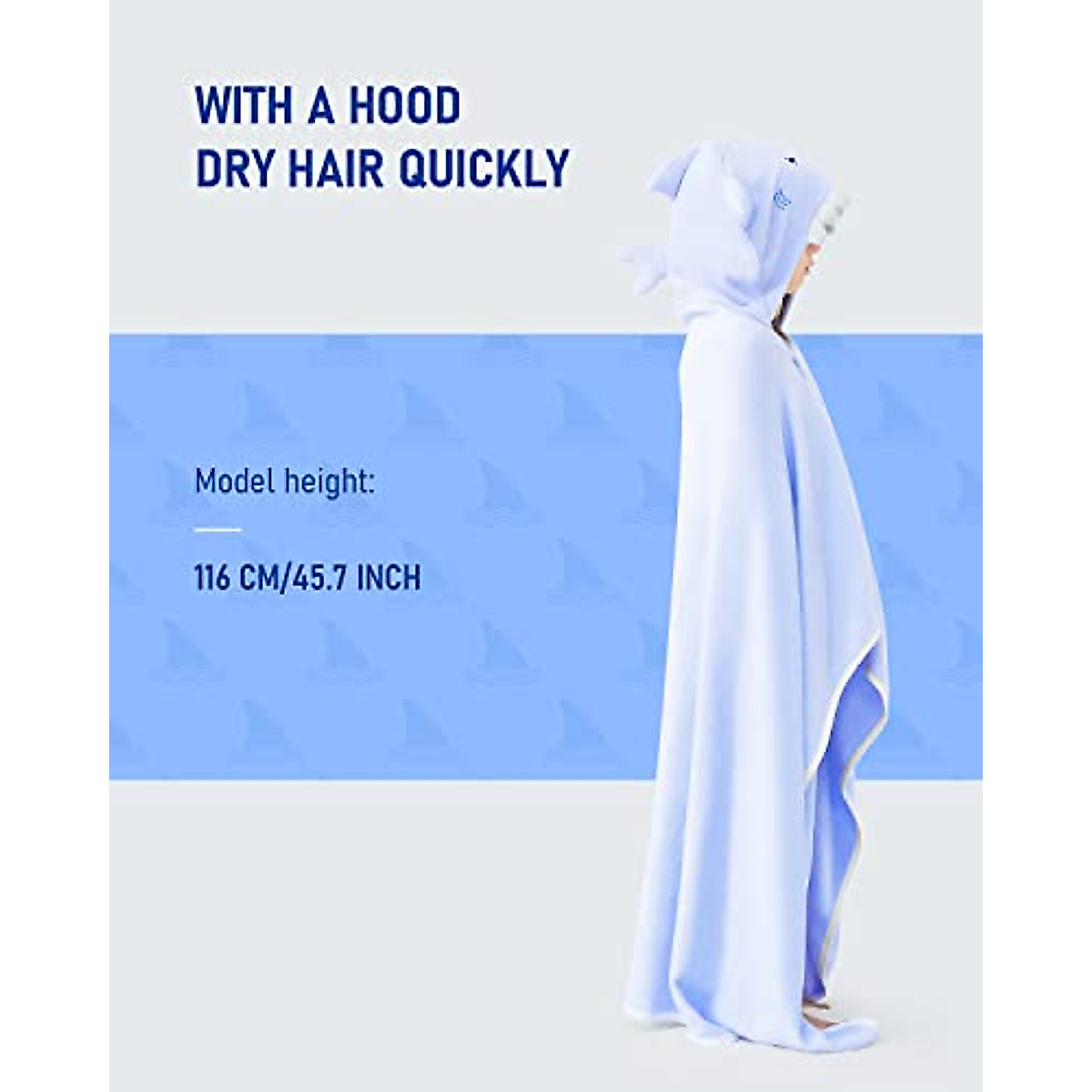 ZIONOR Bamboo Hooded Towel for Kids - 35'' x 50'' Extra Large Bath Towels for Kids 3-10 Yrs, Premium Soft Towels for Boys Girls, Ultra Absorbent and Hypoallergenic (Purple, Shark)