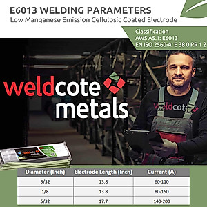 Weldcote Metals E 6013 Welding Rod 3/32 for Safer Welding, Low Manganese Emission Patented Stick Welding Rods, Vacuum Pack (5 lbs) - Made in Israel