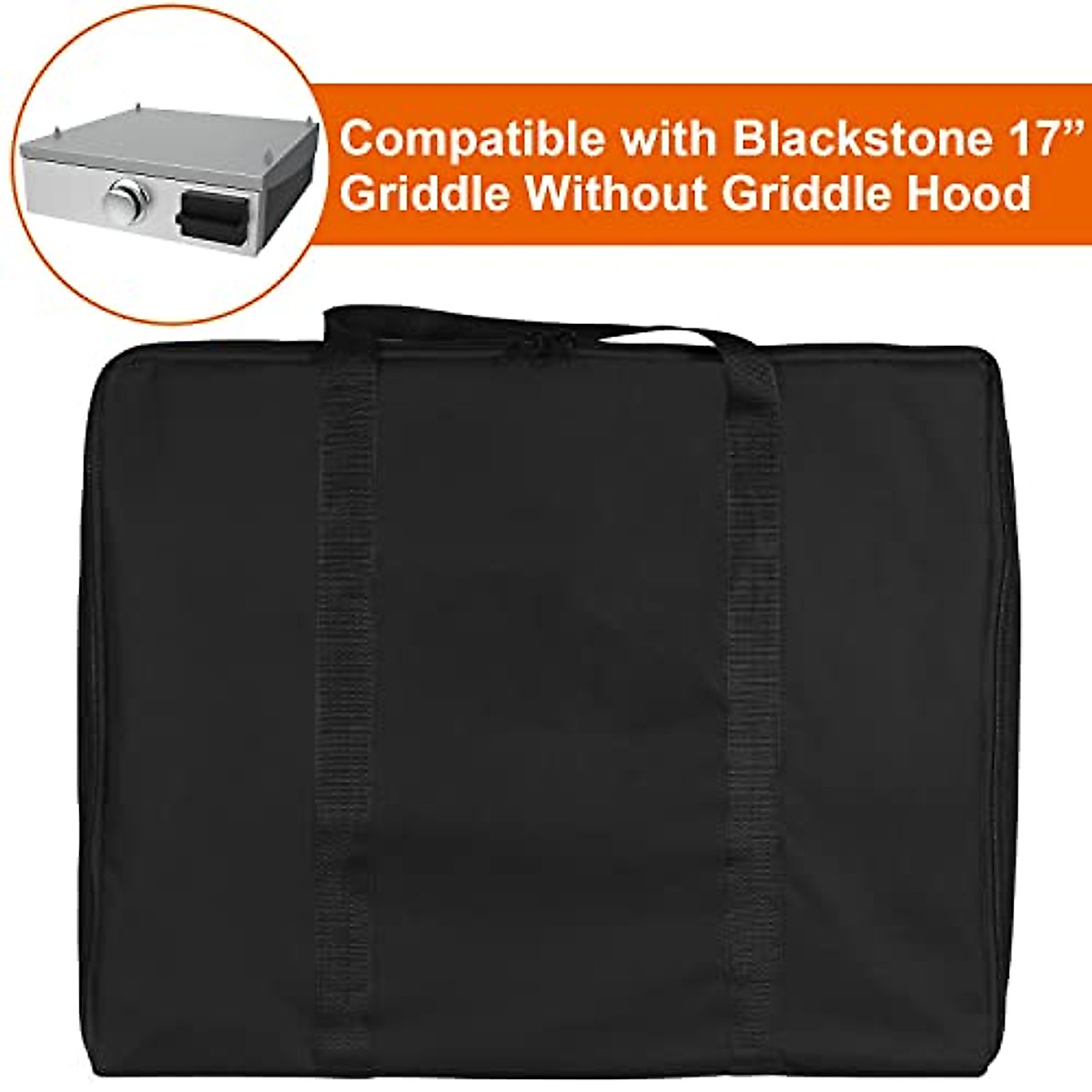 DELSbbq Carry Bag and Cover for Blackstone 17 Inch Table Top Griddle Without Griddle Hood, Heavy Duty Waterproof Polyester Cover Kit for Blackstone Accessories 17", Black