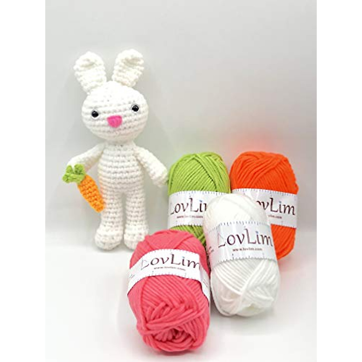 LovLim Crochet Yarn kit, 16 Soft Cotton Yarn Skeins,1000+ Yards, for Crochet and Knitting, Free Crochet/Amigurumi Patterns, Craft DK Yarn Perfect Starter Kit