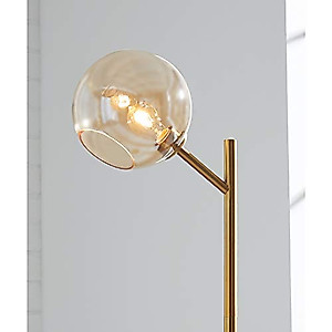 Signature Design by Ashley Abanson Contemporary 62.5" Floor Lamp with Glass Shade and On/Off Foot Switch, Gold