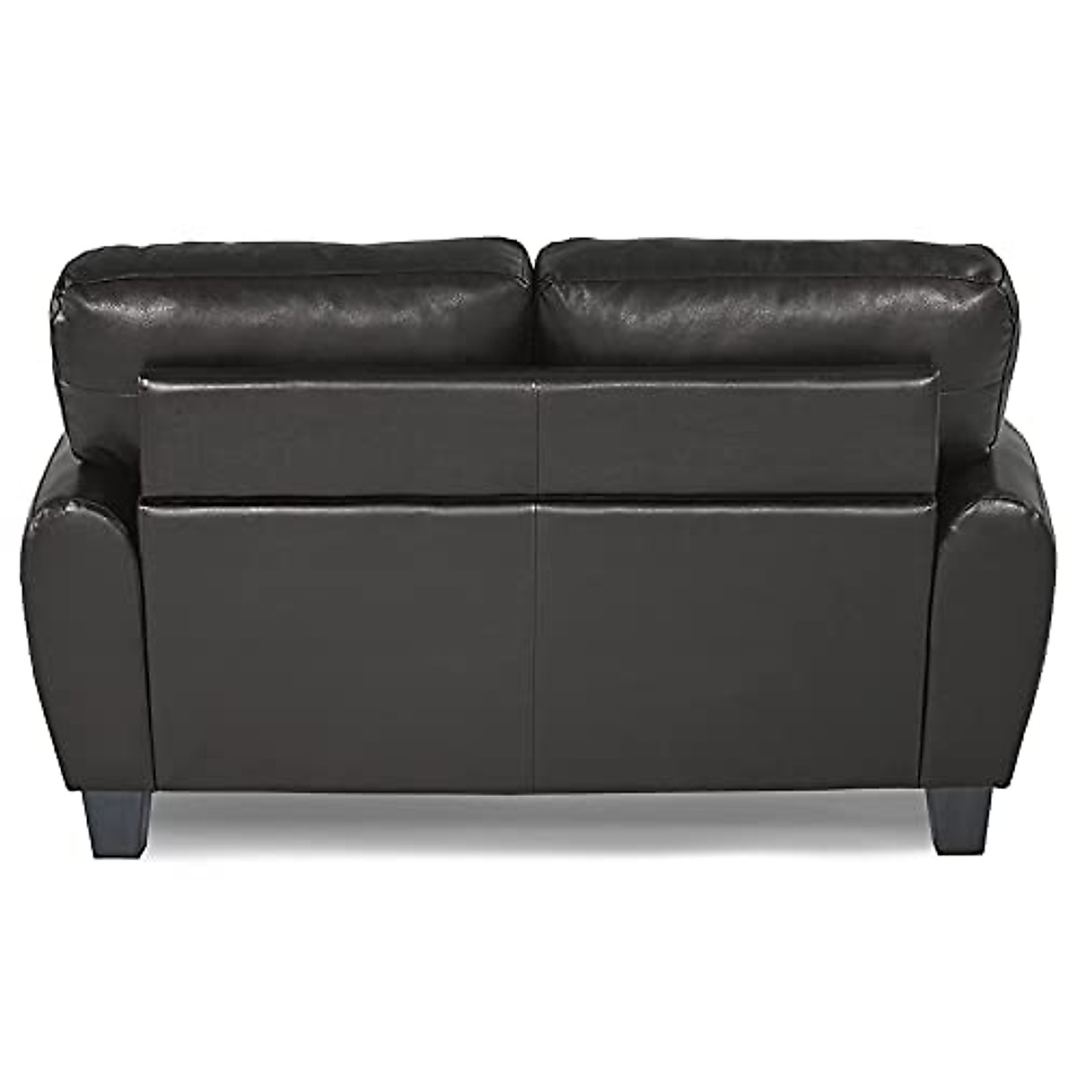 Pemberly Row Modern Faux Leather Loveseat for 2 People, Sofa Couch with High Back for Living Room, Black