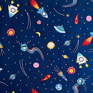 Cotton Fabric Squares 5x5 Charm Packs for Quilting 5 inch for Baby Boy Sewing Patchwork 42pcs (Galaxy Fabric)