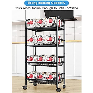 SZCSHOOL Microwave Cart, Rolling Cart Organizer Large Capacity, Microwave Cart with Storage, 4 Tier Rolling Cart, Metal Rolling Kitchen Cart, Rolling Storage Cart Sturdiness, Kitchen Storage Cart