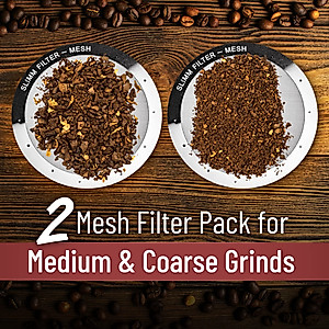 Reusable Filter Set by Slimm Filter - 2 Piece, Stainless Steel Metal - 2x Mesh Metal Filters For AeroPress Coffee & Espresso Maker, with Complimentary Recipe Book - Brew Barista-Grade Coffee At Home