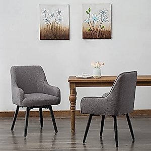 Yongchuang Swivel Dining Chairs Set of 2 Upholstered Living Room Chairs Office Desk Arm Chair Modern Accent Chair Gray