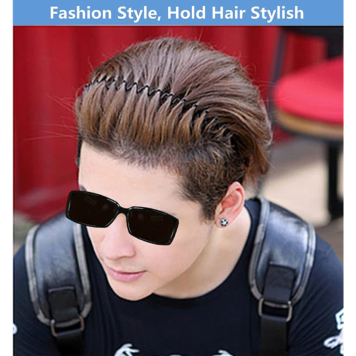 bodbop XINGZHE Metal Hairband - Unisex Elastic Non-Slip Wavy Headband for Sports, Fashion, 2 PCS