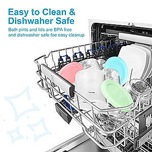 For Ninja Creami Pints and Lids - 4 pack, Creami Containers Fit for Ninja NC301 NC300 NC299AMZ CN305A XSKPLD4BCD Series 7-in-1 Ice Cream Maker, 16oz Icreami Pint Jars, BPA-Free Dishwasher Safe