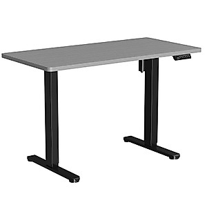 JOY worker Electric Height Adjustable Standing Desk, Grey Whole Piece 48 x 24 Inches Sit Stand Up Desk with Memory Controller, Quick Assembly Standing Workstation for Home Office