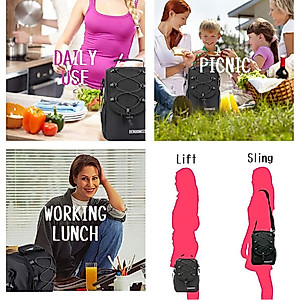 Sethruki Lunch Bag Insulated Lunch Box Lunch Shoulder Tote Bag Drinks Holder Durable Oxford Thermal Snacks Organizer for Women Men Work Picnic Hiking Beach Fishing