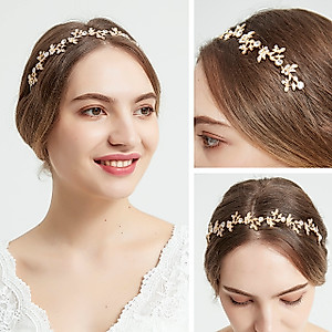 Ammei Headpiece Crystal Headband Bridal Tiara Flower Shape Women's Headpiece Metal Rhinestone Headbands For Girls