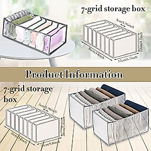 30 Pcs Wardrobe Clothes Organizer Clothing Drawer Organizer Foldable Mesh Closet Dividers Storage for Jeans, Trousers, T Shirts and Skirts (7 Grid)