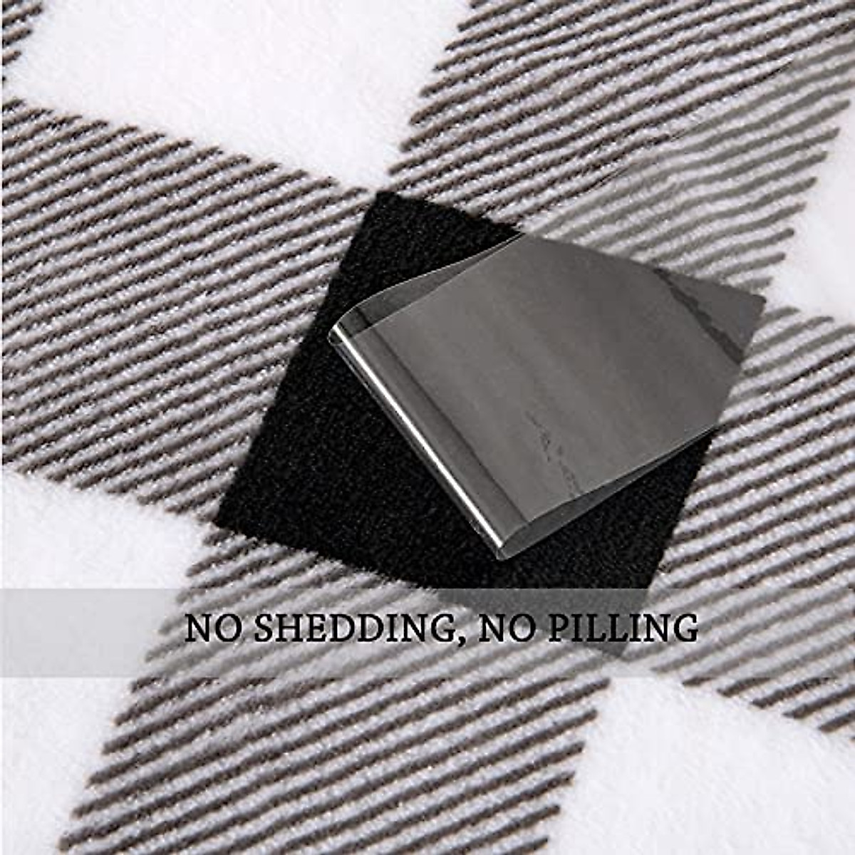 MIULEE Buffalo Plaid Fleece Throw Blanket for Sofa Couch Bed, Black and White Checkered Decor, Super Soft Lightweight Cozy Warm Fuzzy Geometric Microfiber Flannel Blanket for All Seasons, 50" X 60"