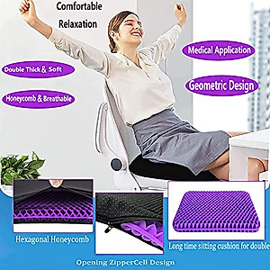NC Gel Seat Cushion for Long Sitting, Pressure Relief pad, Back, Hip, Sciatica, Tailbone Pain Relief Cushion, Use for The Car, Office, Wheelchair, Stadium Bleachers, Outdoor Travel .(Purple)