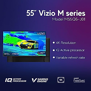 VIZIO 55-Inch Class M-Series LED 4K HDR Smart TV, Dolby Vision, HDR10+, Apple Airplay and Chromecast Built-in + Free Wall Mount (No Stands), M55Q6-J01 (Renewed)