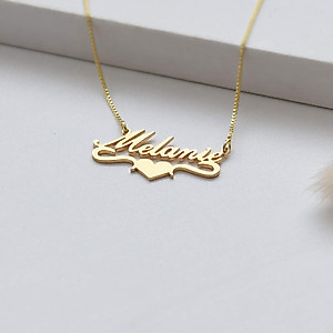 RESVIVI Personalized Name Necklace Custom 18K Gold Plated Nameplate Necklace Customized Jewelry Gift for Women