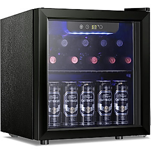 Antarctic Star 12 Bottle Wine Cellar - Mini Beverage Fridge for Wine, 48 Can Small Wine Cooler for Home and Bar, Electronic Temperature Knob Control, 1.3 Cu. Ft.
