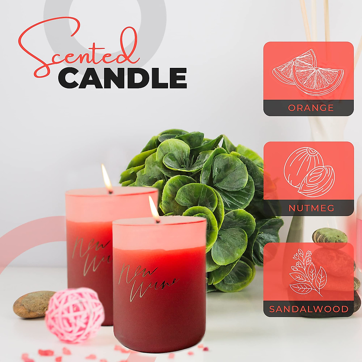 Blessed is She Candle New Wine | Scents of Orange, Nutmeg & Sandalwood | Glass Candle Jar with Lid - 8 Oz | 100% Natural Soy Wax with Wood Wick Candle | 80 Hours Long Burning Aromatherapy Candle