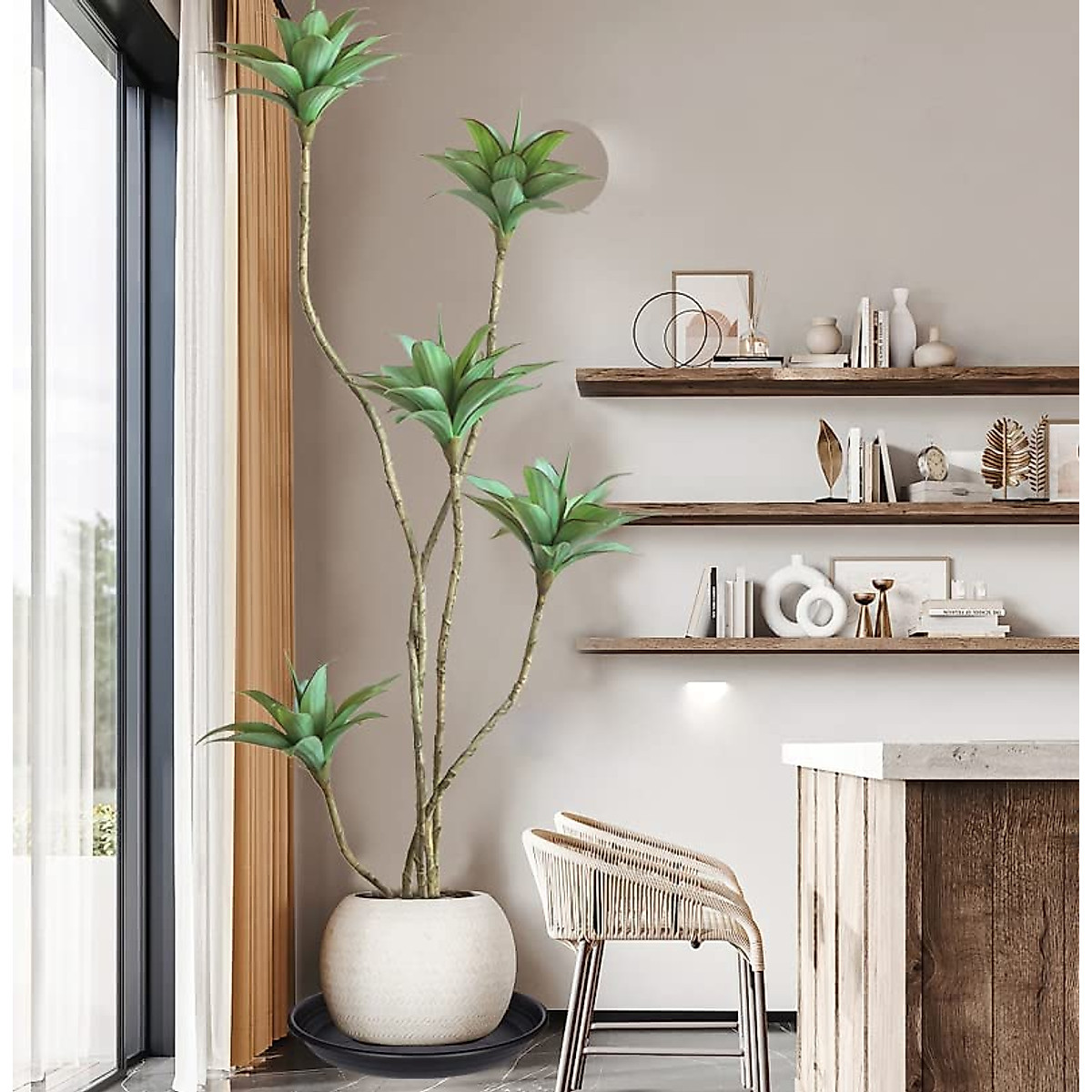 SAUCERHOME Plant Saucer Pot Tray 20 inch, 1 Packs 21 inch (17 inch Base) Plastic Flower Planter Saucers Drip Trays for Indoors Outdoors, Thick Heavy Sturdy Durable Plant Plate Water Catcher (Black)