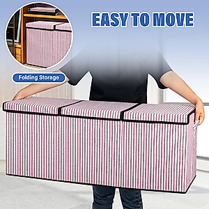 DECOSIS Extra Large Toy Box, Foldable Toy Chest for Girls with DIY Partition Storage, Kids Toy Box 40 x 16 x 14 in for Playroom, Living Room, Kid's Room, Pink, LBOX-PINK-1