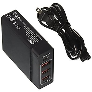 RND 72W Smart Travel Charger with One Type-C (USB-C) Port and Three USB Ports Compatible with: Apple MacBook, Google Pixel, LG, Samsung Galaxy (S10, S9, S8, Note) and All Type C Devices (Black)