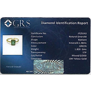 Certified Handcrafted 18K Yellow Gold With Sqaure Shape 1.55 Carat Real Genuine Emerald Gemstone Rings For Women Jewelry Gifts