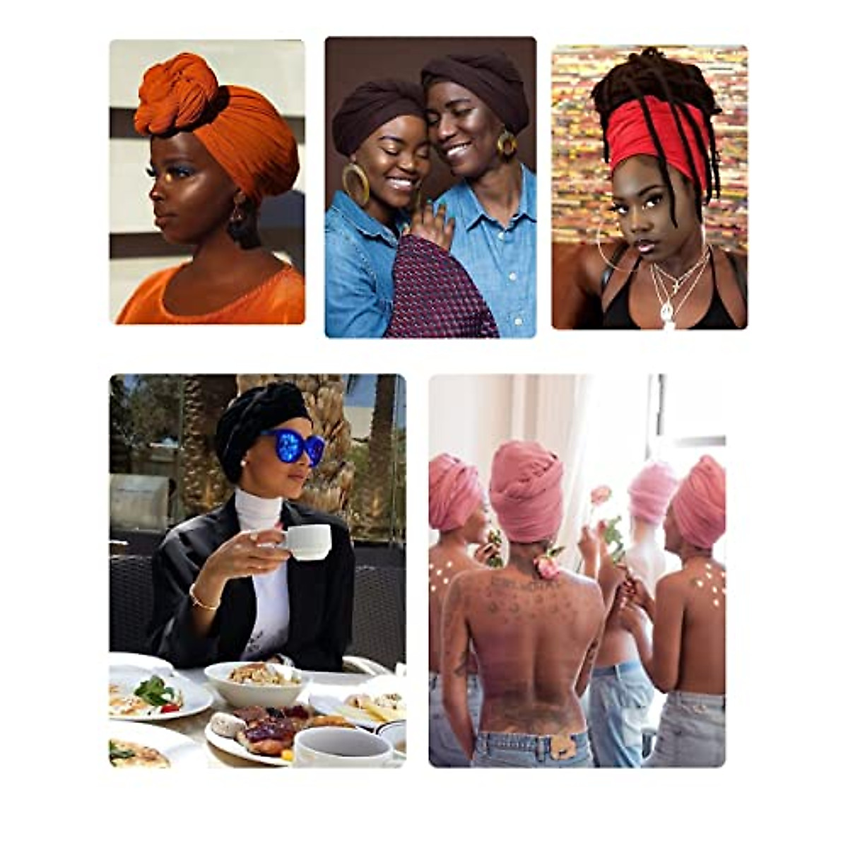 Nonbongoy Head Wraps for Black Women Stretch Turban African Headwraps Scarf Soft Hijab Hair Wraps Jersey Head Scarf for Locs Braids