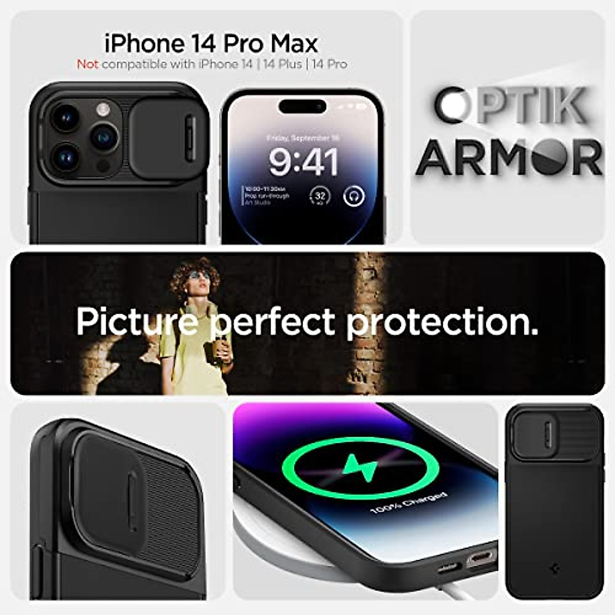 Spigen Optik Armor (MagFit) Compatible with MagSafe Designed for iPhone 14 Pro Max Case (2022) - Black