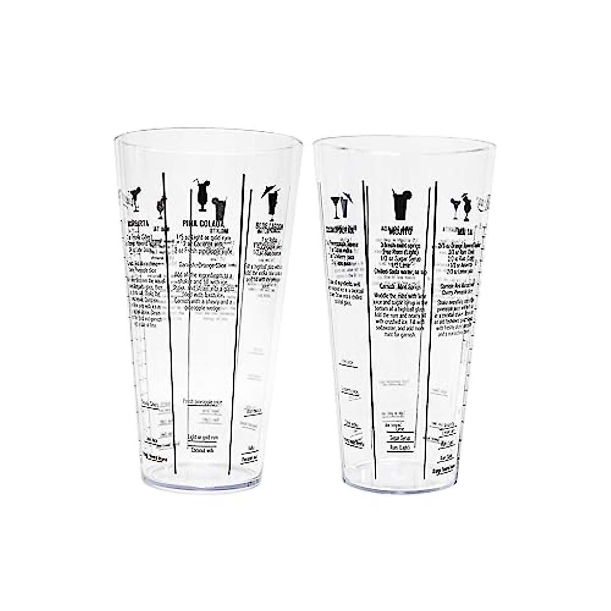 KITESSENSU Cocktail Recipe Shaker - Martini Recipes Measured Plastic Cobbler Shaker with Cap and Built In Strainer - Best Gift for Beginner