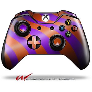 WraptorSkinz Decal Style Vinyl Skin Wrap compatible with XBOX One Original Wireless Controller Two Tone Waves Purple Red