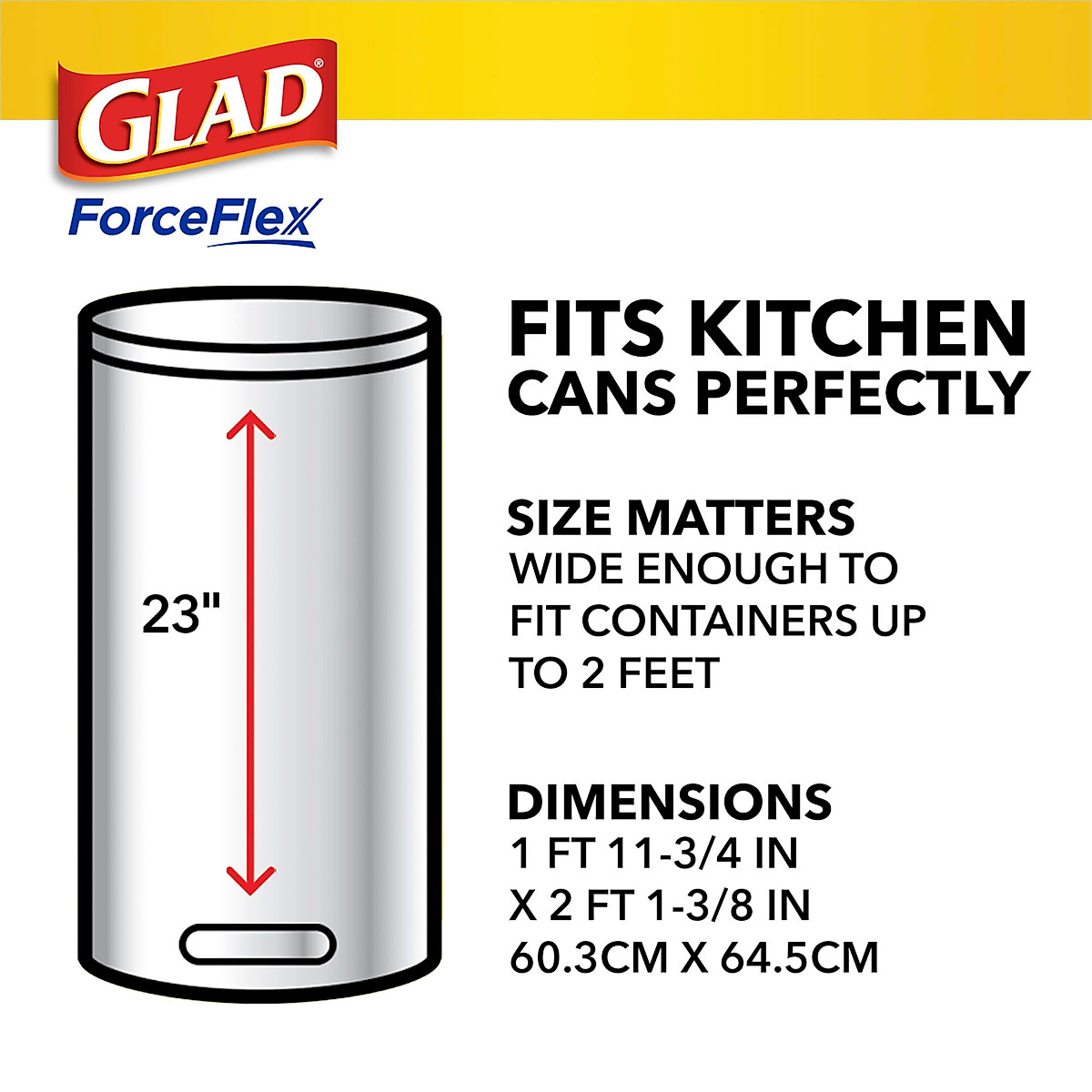 Glad ForceFlex Drawstring Trash Bags, 13 Gal, Fragrance Free, 110 Ct, Pack May Vary