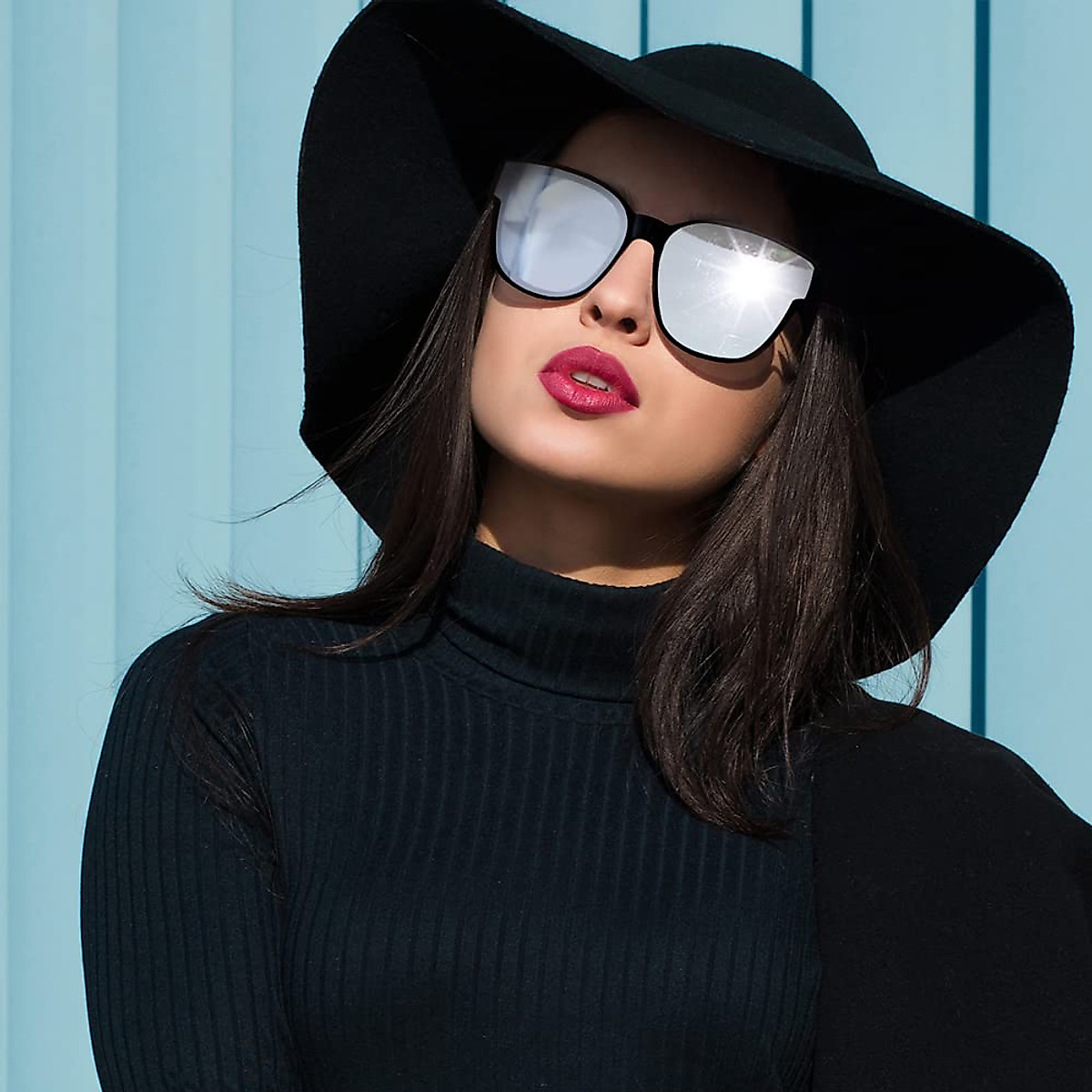 Paukis Over Glasses Sunglasses for Women Men, Polarized UV Protection, Large Round Cat Eye Oversized Solar Shield Fits Over - Mirror Lens