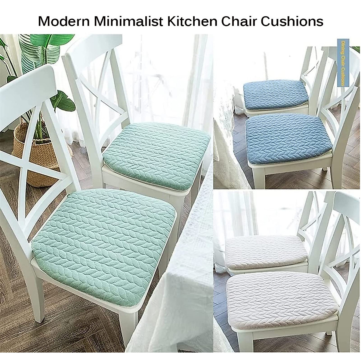 ZTGL U-Shaped Chair Cushions 100% Cotton Non-Slip Dining Chair Pads with Ties Durable Kitchen Seat Cushion Pads Chair Decoration Cushions for Office Home,Beige,Pack of 2