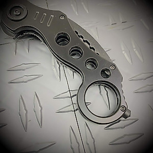 7.5" Black Falcon Claw Full Metal Pocket Folding Knife. Stainless Steel Blade. For Compaing, fishing, Outdoor Use and EDC (Black)