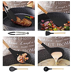 Kitchen Tools Silicone Kitchenware 13 Piece Sets Non-Stick Pot Spatula Kitchen Tools Cooking Spatula Set (black)(BPA Free)