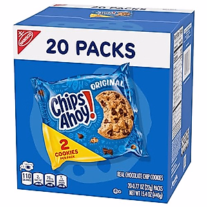CHIPS AHOY! Original Chocolate Chip Cookies, 20 Snack Packs (2 Cookies Per Pack)