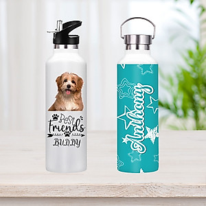 Yananka Personalized Water Bottles with Straw Lid 26 12 oz Custom Water Bottle Customized Print with Photo Name Text Logo for Women Men