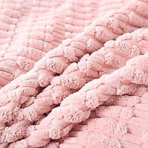 Set of 2 Decorative Throw Pillow Covers 18x18 Inch for Living Room Couch Bed Sofa, Boho Striped Corduroy Square Cushion Case Farmhouse Home Decor, Pink