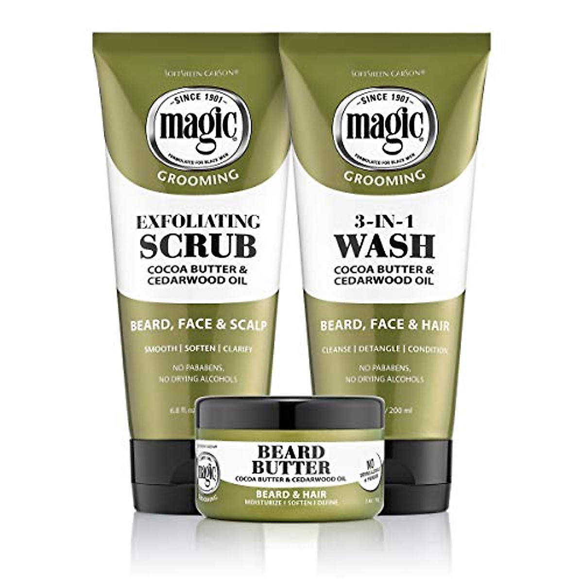 Softsheen-Carson Magic Beard Wash 3 in 1 Cleanses and Conditions for Face, Beard and Hair, with Cocoa and Shea Butters, 6.8 fl oz