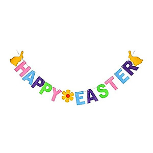 BinaryABC Happy Easter Banner Bunting Garland, Easter Decorations Party Favors Photo Prop