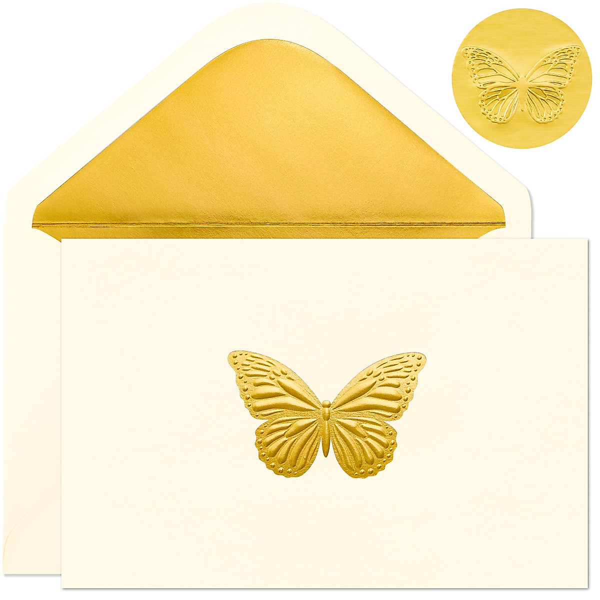 Crisky Embossed Gold Blank Greeting Cards with Envelopes & Stickers 25 Pack Butterfly Note Cards Bulk for Birthday, Baby Shower,Bridal Shower, Wedding, Graduation Blank Inside