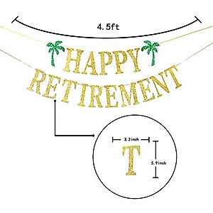 Gold Glittery Happy Retirement Banner, Official Retired Decor - Retirement Party Decorations Supplies