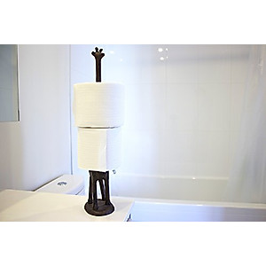 Kalalou CXX2053 Standing Cast Iron Giraffe Decorative Paper Towel Holder Stand, One Size, Brown